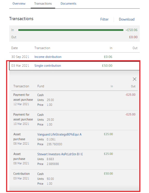Guide to transaction history | Customer | Aegon